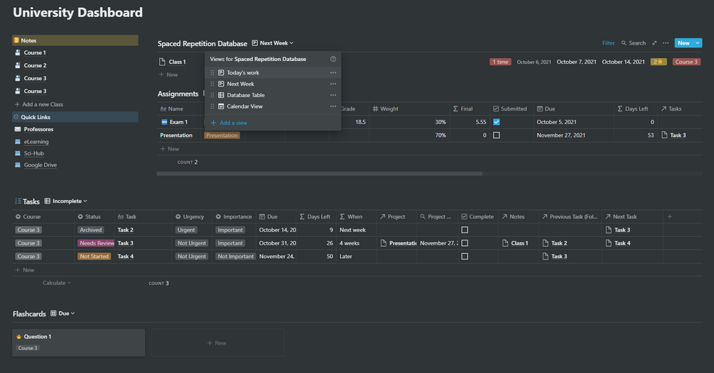 University Dashboard