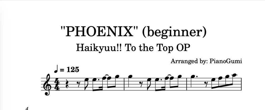 Haikyuu!! To the Top OP - "PHOENIX" - BEGINNER Piano Sheet Music