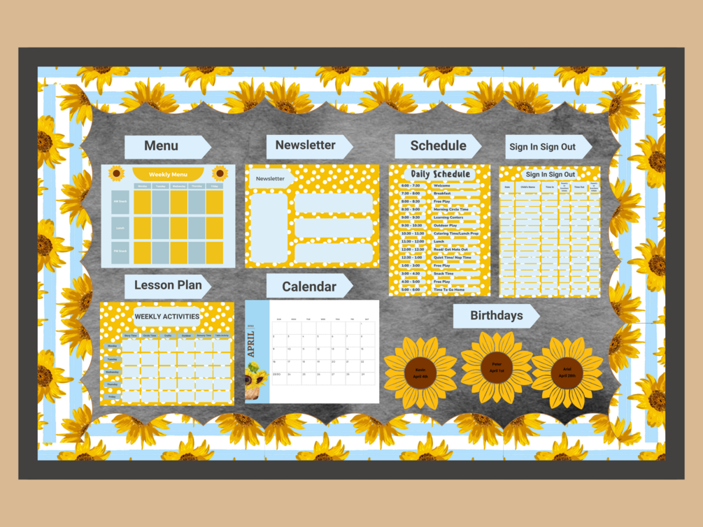 Sunflower Bulletin Board For Teachers And Childcare Employees Classroom ...