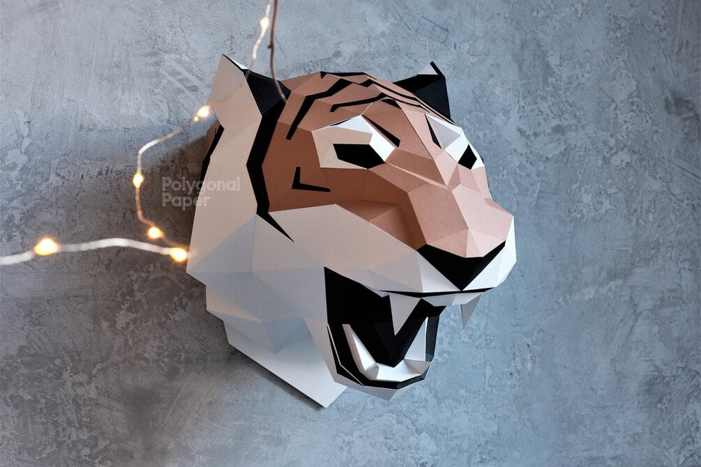 Tiger Head: PDF File for Making Paper Trophy Head DIY Papercraft ...