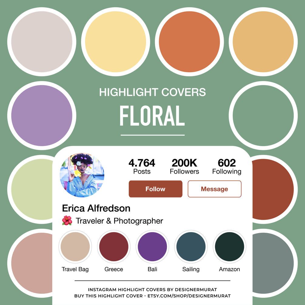 20 Floral Solid Colors Instagram Story Highlights, Abstract IG ...