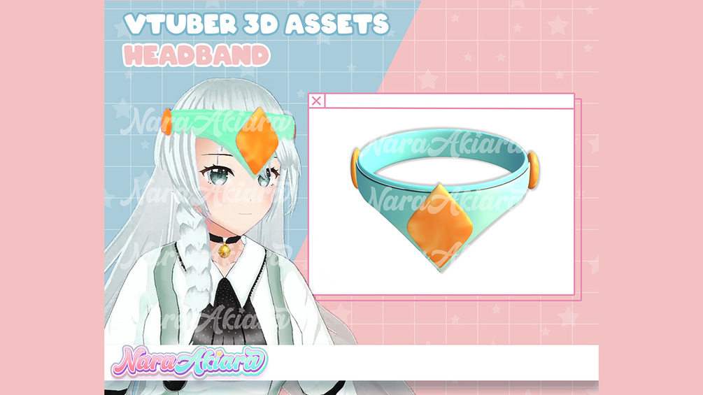 3D Vtuber Assets Cool Green Headband Vroid Commission, 3D assets ready ...