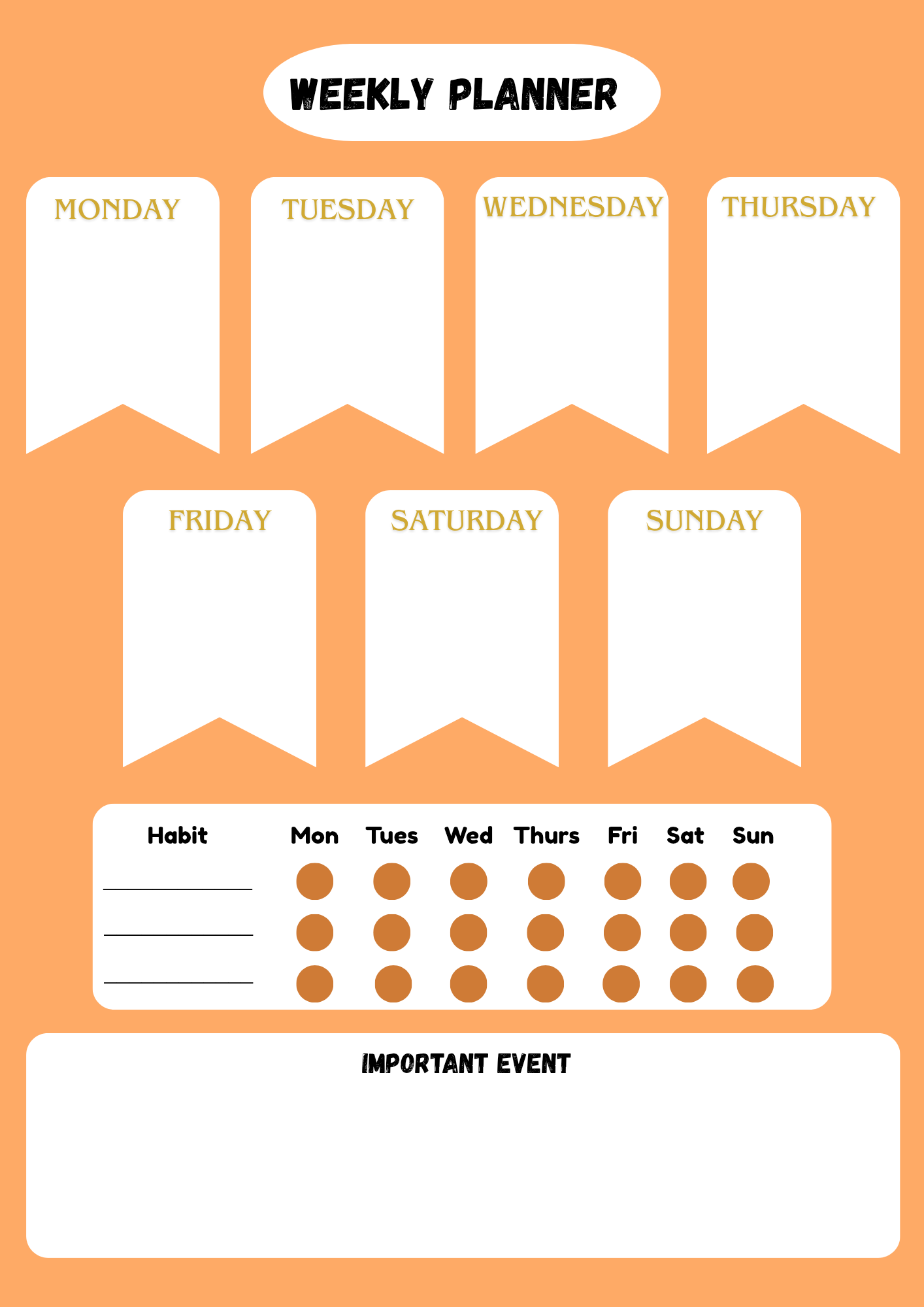 Weekly Planner Orange Theme