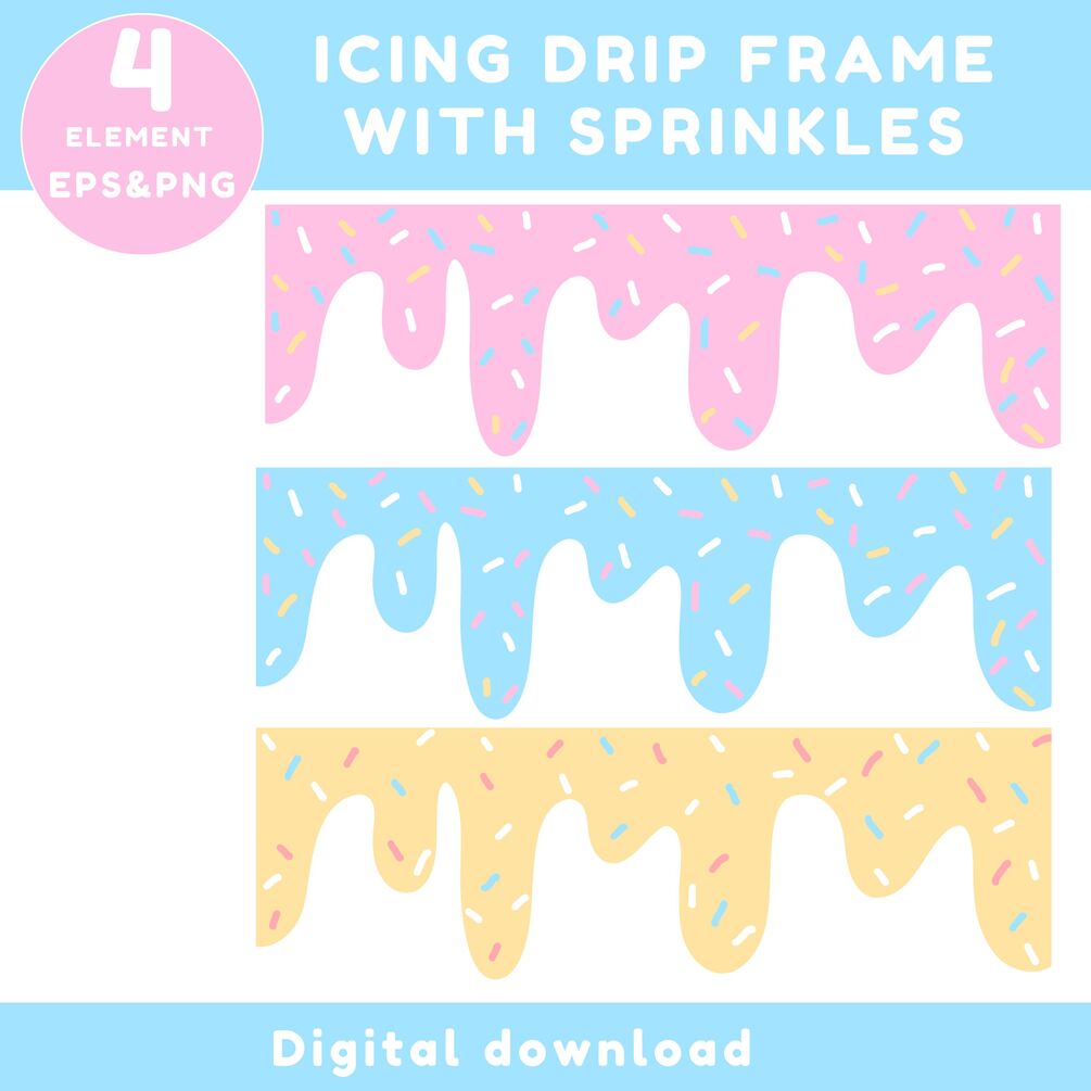 Icing drip frame with sprinkles