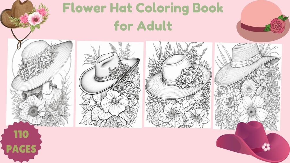 Flower Hat Coloring Book for Adult