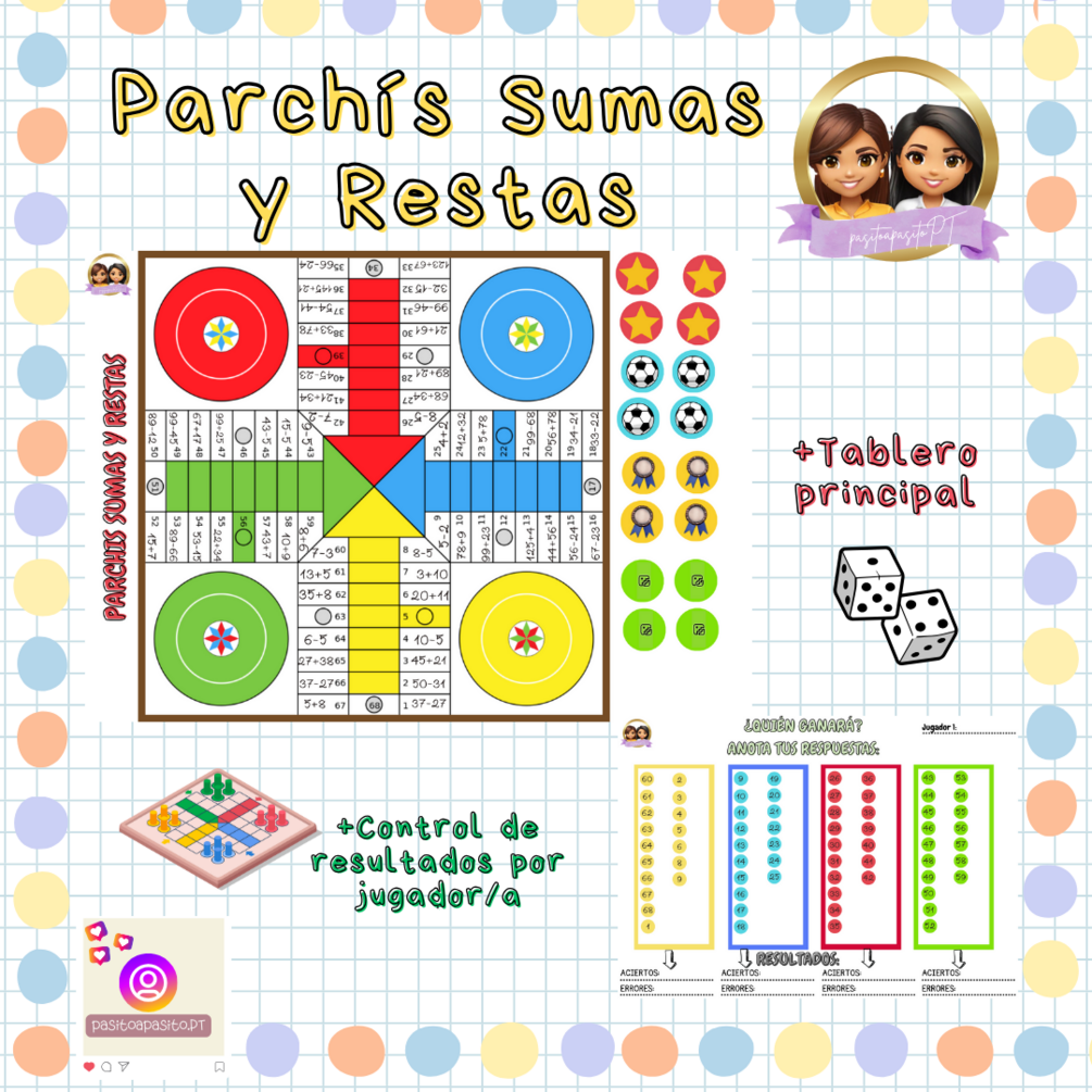 Parchís sumas y restas (primer ciclo EP)