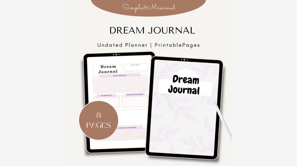 Dream Journal | Printable + Digital PDF for Daily Life, Goals