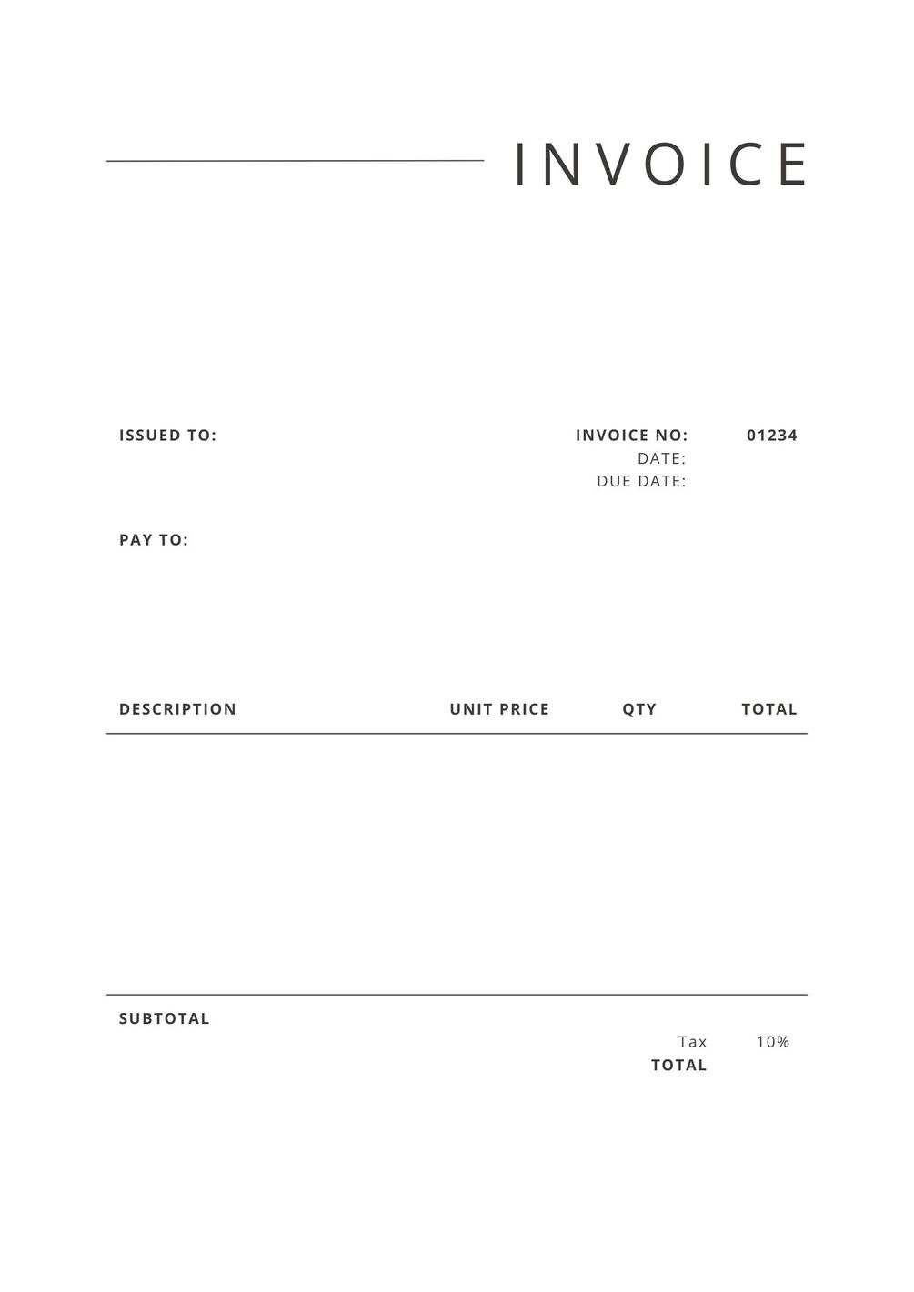 Simple Minimalist Business Invoice