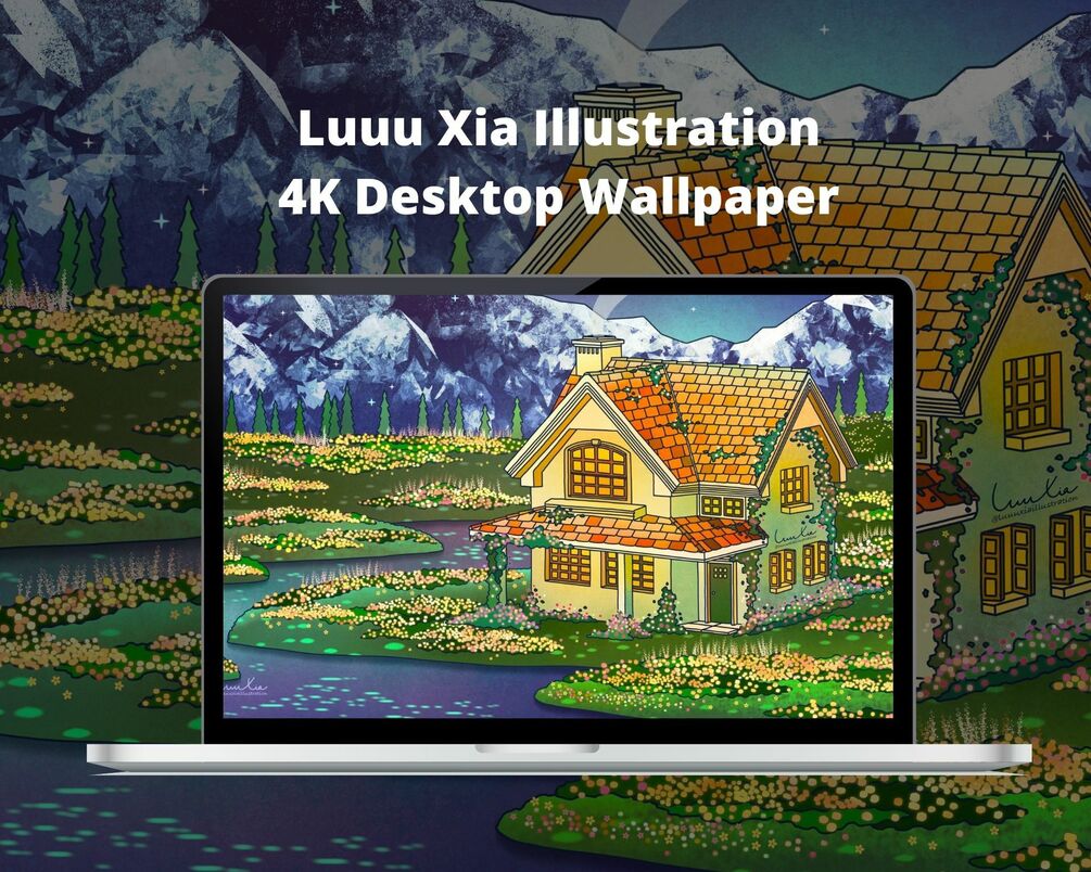 Luuu Xia Illustration 4K Desktop Wallpaper: A Peaceful Night