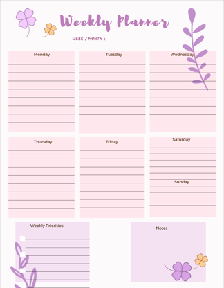 Purple/ Minmal Weekly Planner