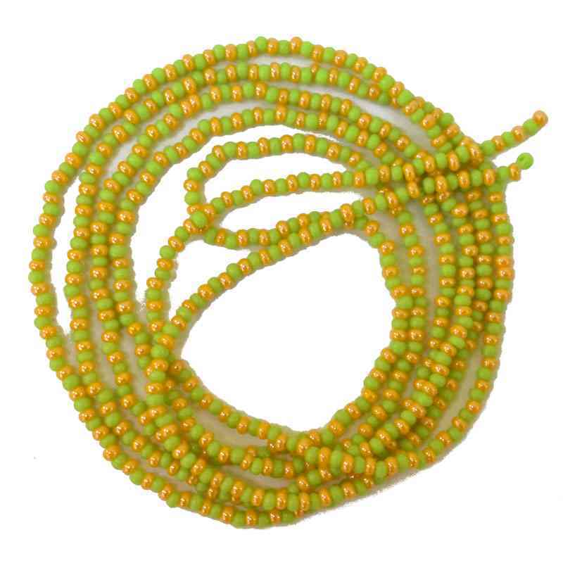1 String-15/0 Preciosa Seed Bead Strings in Light Green and Orange Color
