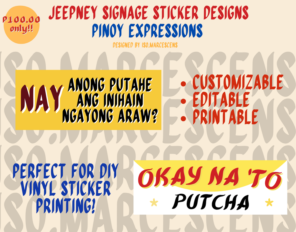 Jeepney Signage Sticker Designs - Pinoy Expressions Edition