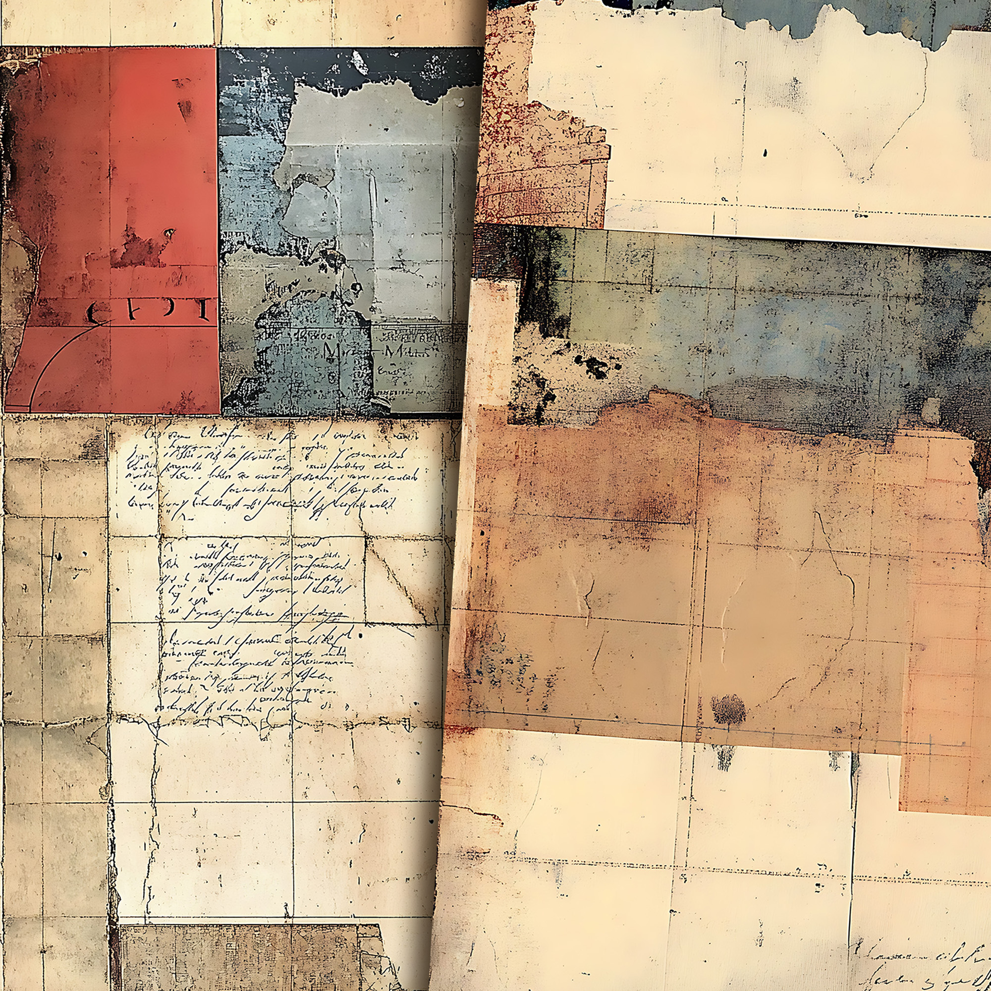 24 pc Various Aged Papers Abstract Collage Printable Junk Journal Half ...