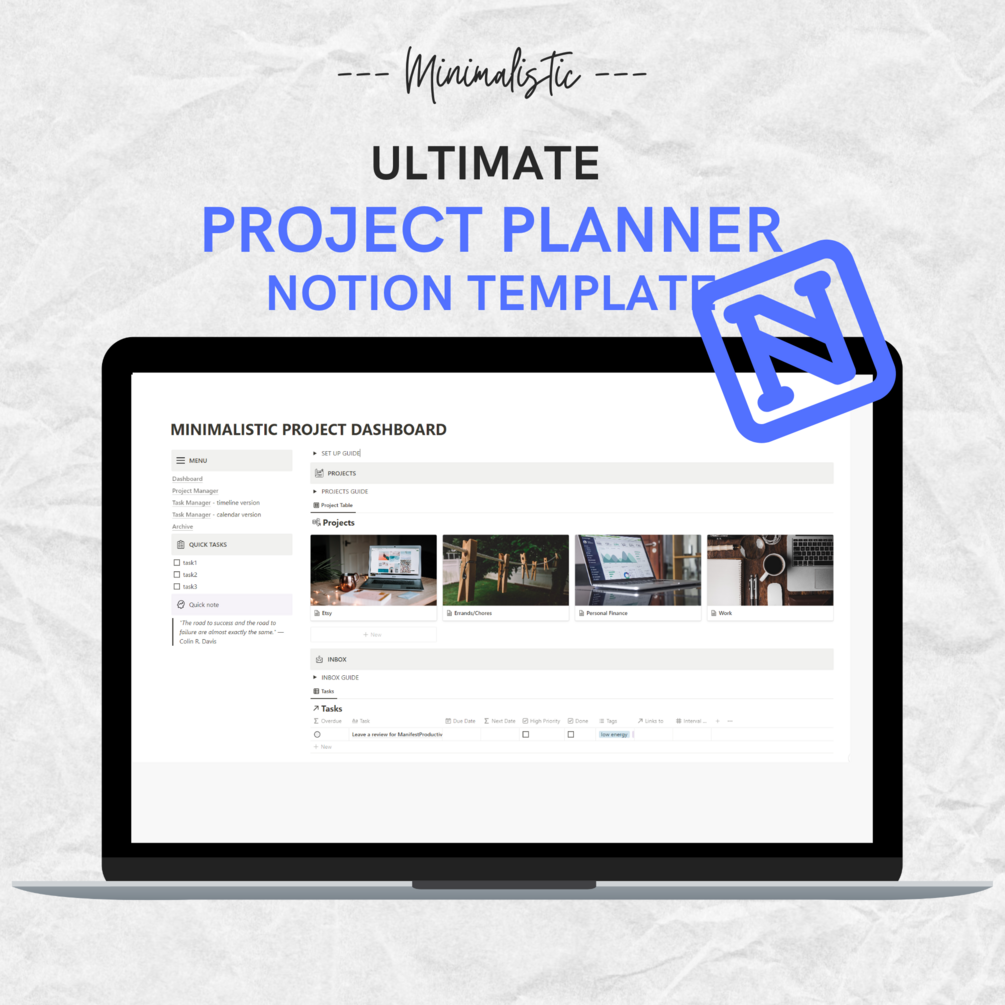 Project Notion Template, Interactive to do list, project planner ...