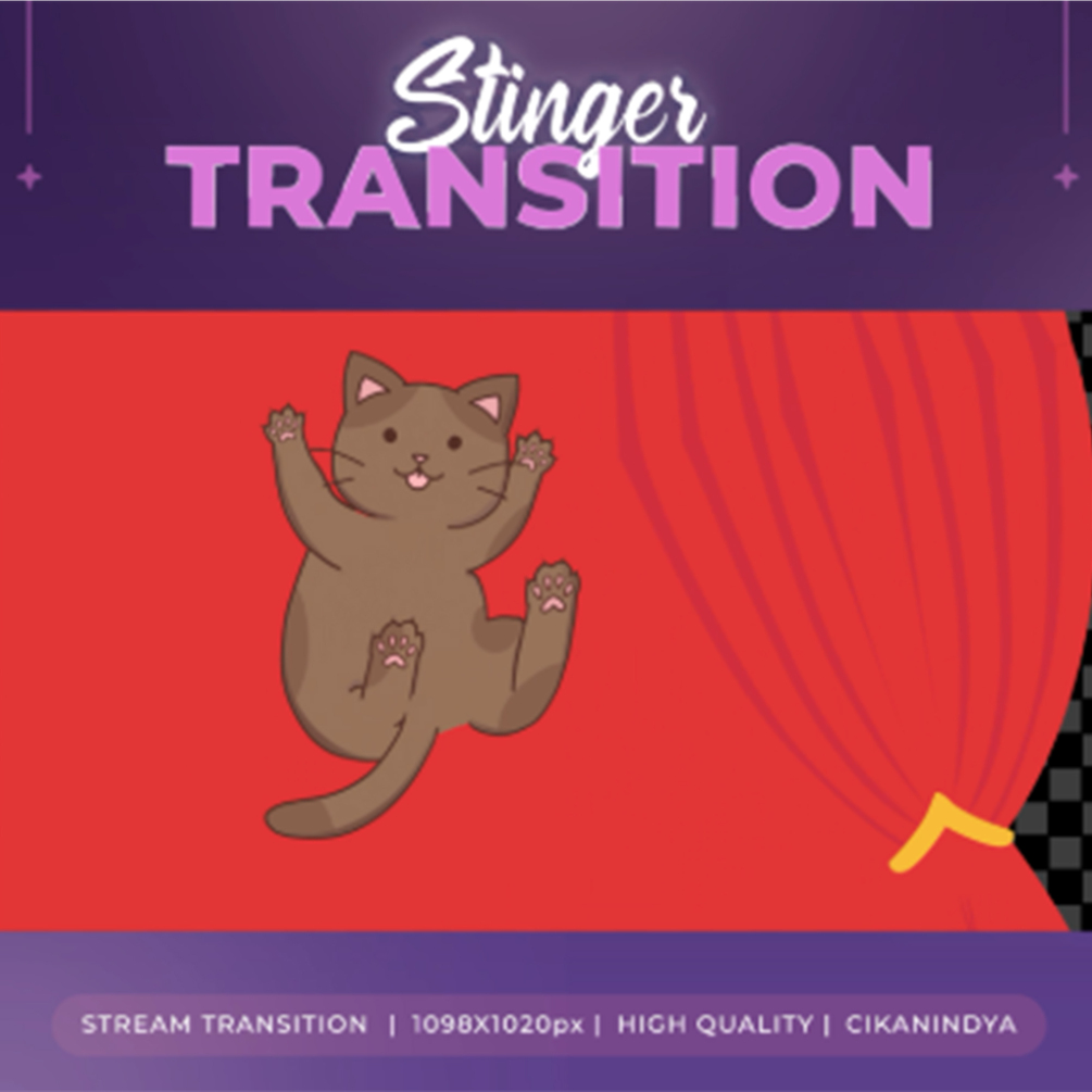 Adorable Brown Cat Stinger Transition | Red Curtain Stream Overlay ...