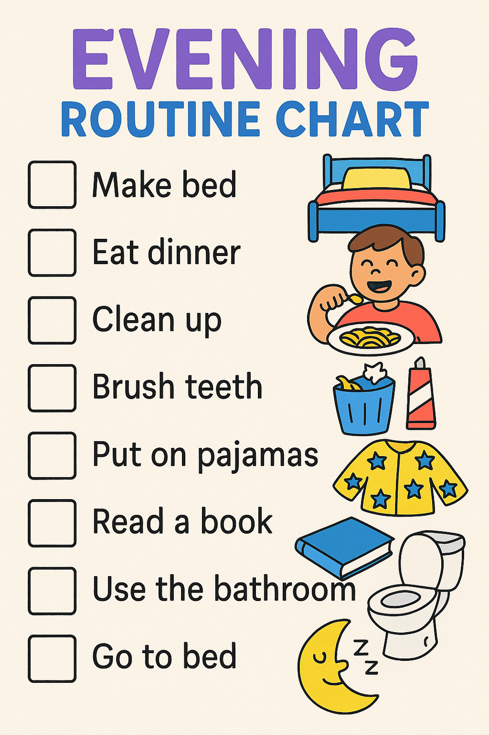 Morning & Evening Routine Charts – Editable Visual Schedule for Kids