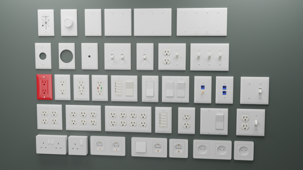 Blender Asset Pack: Switches and Receptacles V3