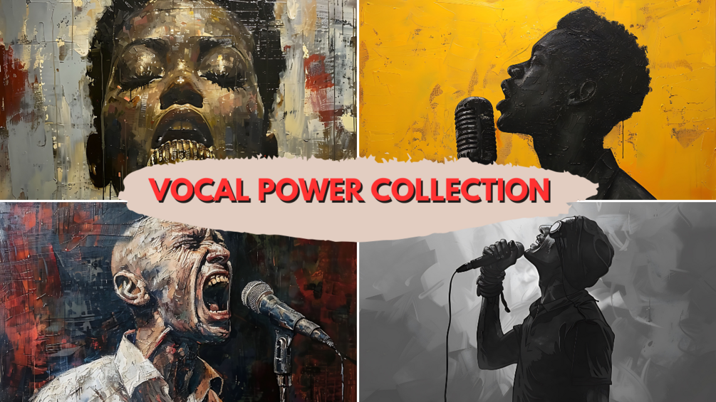 Vocal Power: (AI-Generated )A 4-Image Collection of Passionate Singing ...