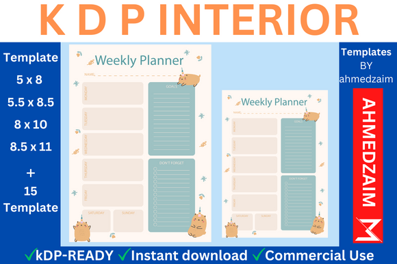 WEEKLY PLANNER . DAILY PLAN AND MONTHLY PLAN KDP InteriorTemplate ...