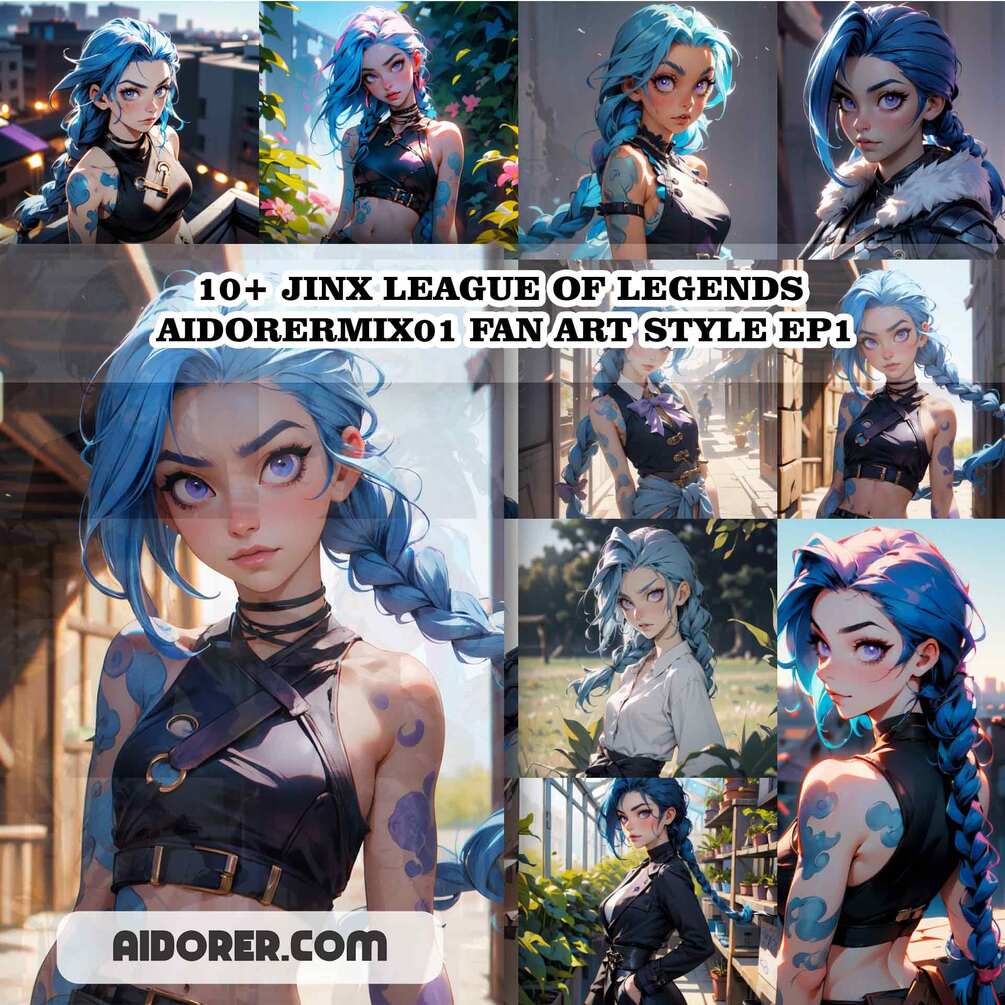10+ JINX LEAGUE OF LEGENDS AIDORERMIX01 FAN ART STYLE EP1