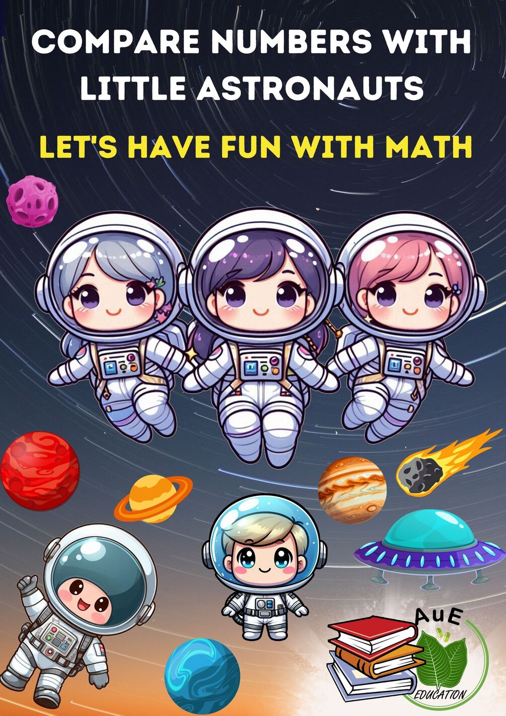 Compare numbers with little astronauts