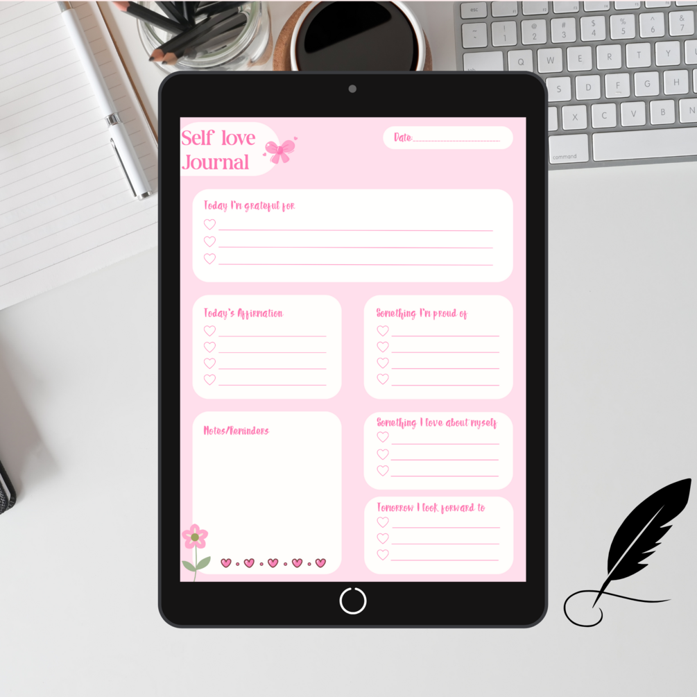 Daily Self-Love Journal – Printable Template for Mindful Reflection