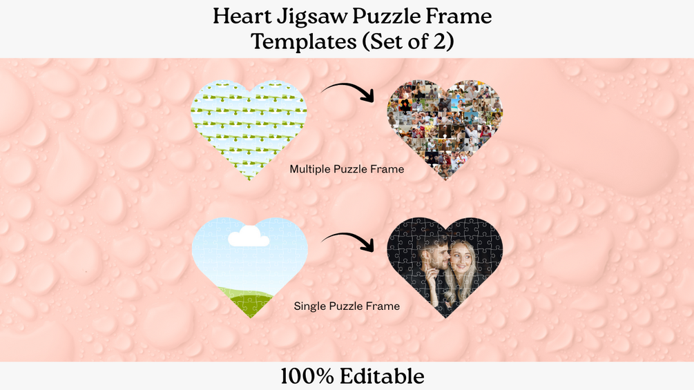 Heart Jigsaw Puzzle Frame Templates | Single & Multiple Puzzle Layouts ...