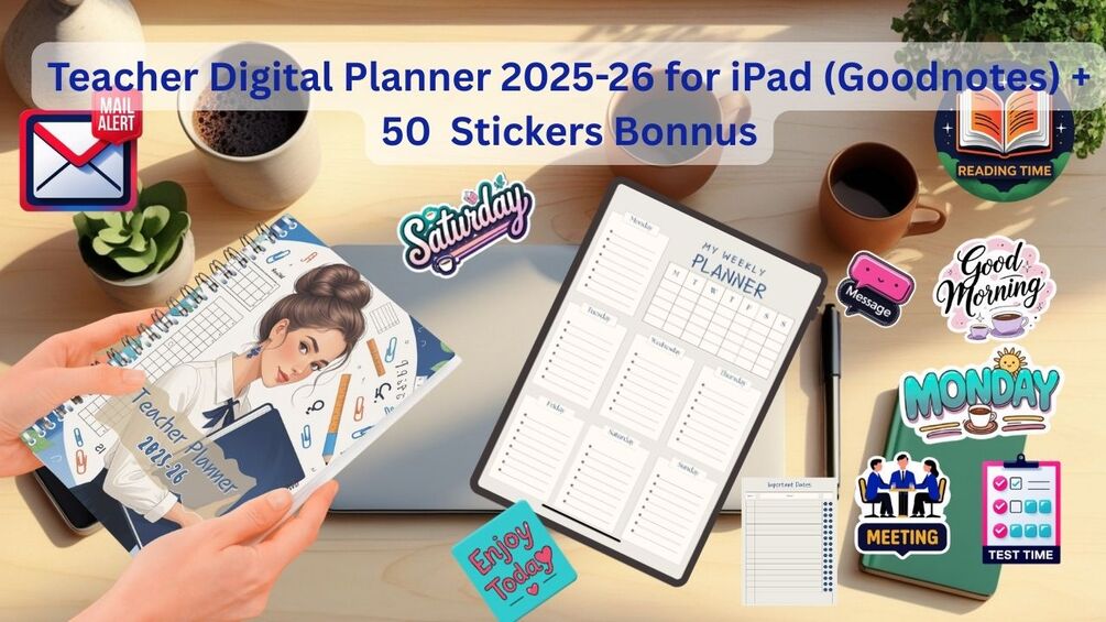 Teacher Digital Planner 2025-26 (Goodnotes,iPad) + 50 Bonus Stickers