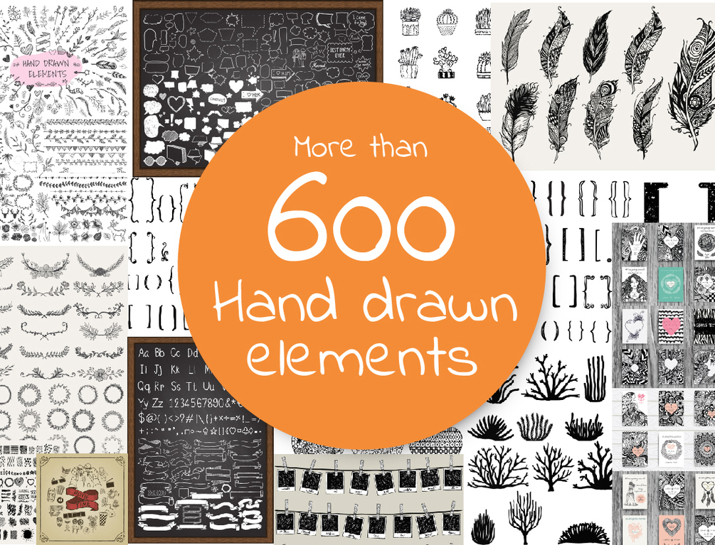 Hand drawn elements bundle