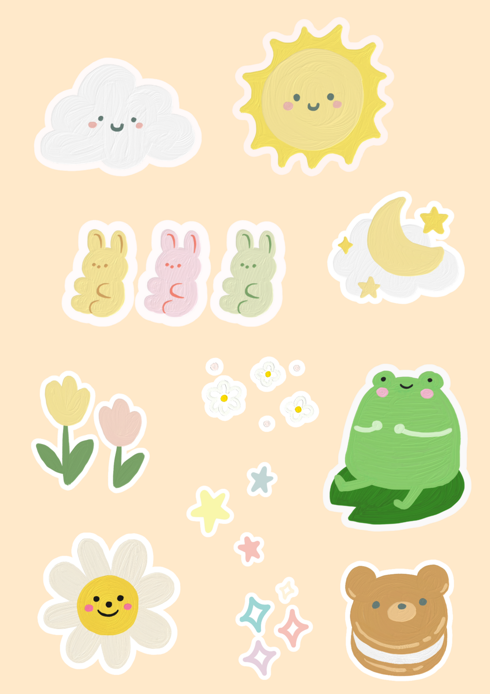 Ready to print cute and random stickers