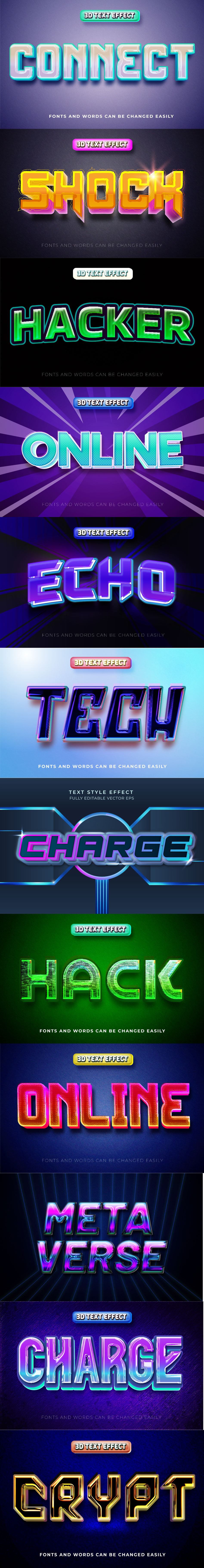 Tech & Futuristic Illustrator Text Effect Pack - 20 Files