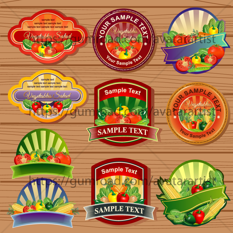 Vegetables Label Vector Bundle Set