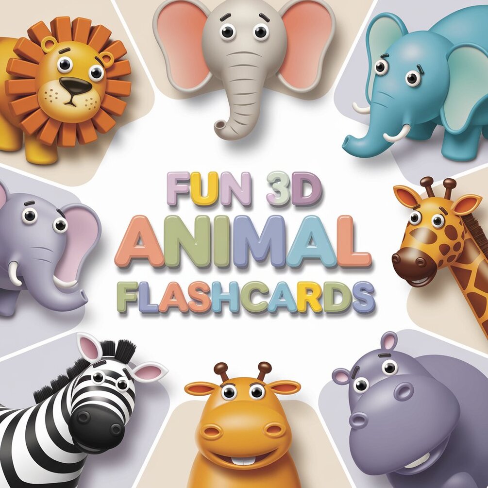 3D Animal Flashcards – 20 Fun & Engaging Flashcards for Kids