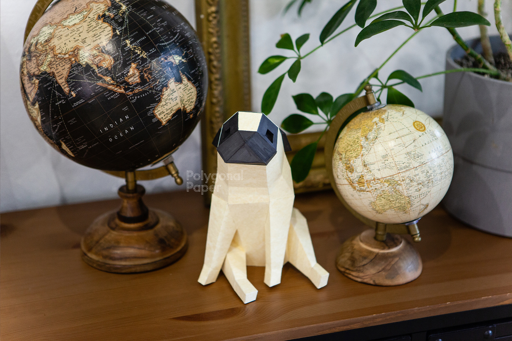 Pug: Digital Files for Papercraft. PDF, DXF drawings for download.