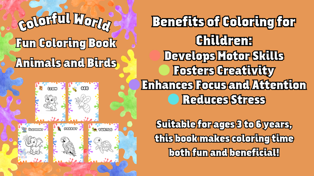 Colorful World: Fun Coloring Book of Animals and Birds