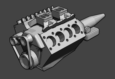 3D Model - Engine - V8 Stripped
