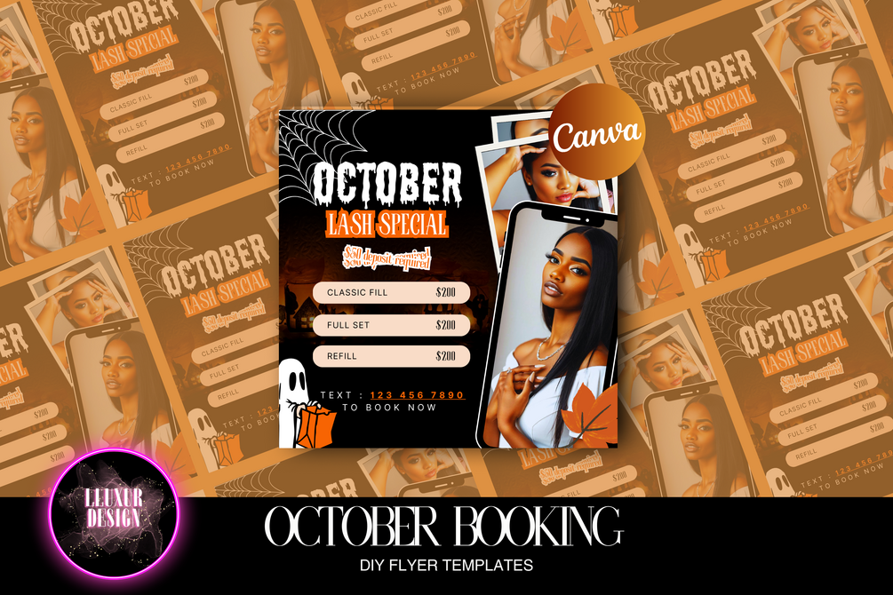 October Booking Flyer, Fall Booking Flyer, Bookings Open, Spooky ...