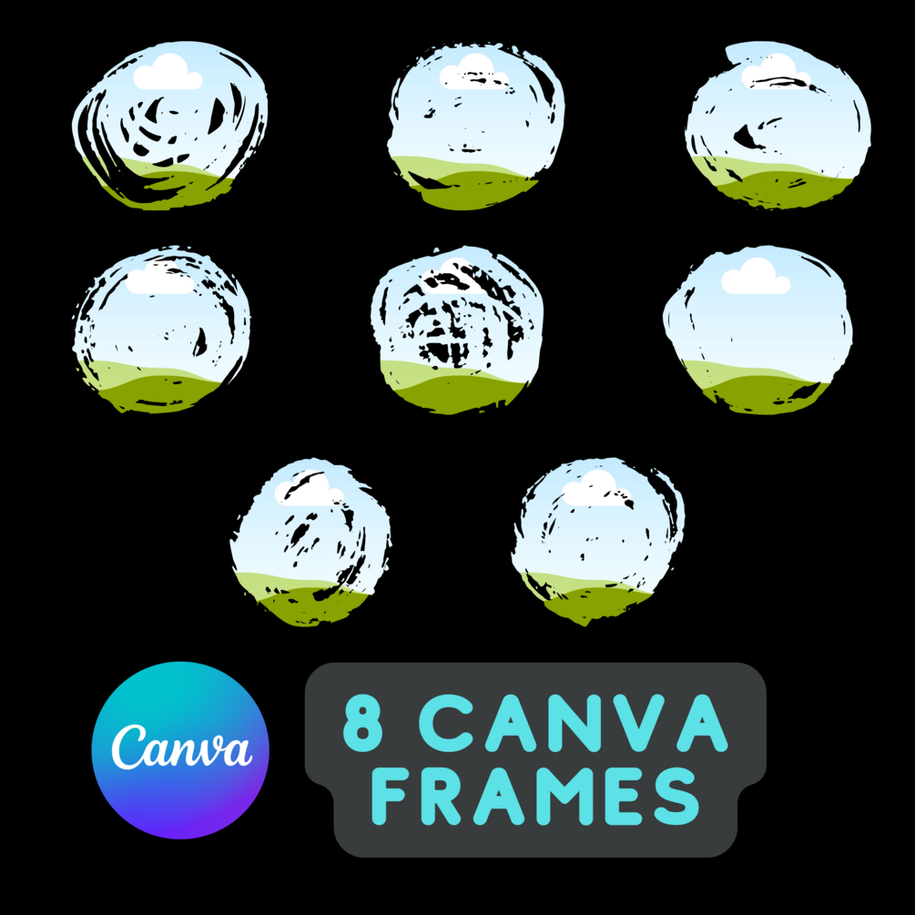 Grunge distressed round frames | Custom Background Canva Frames |Canva ...