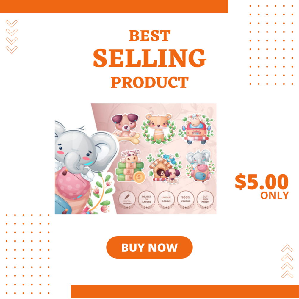 Set Cute Sticker - Seamless Pattern