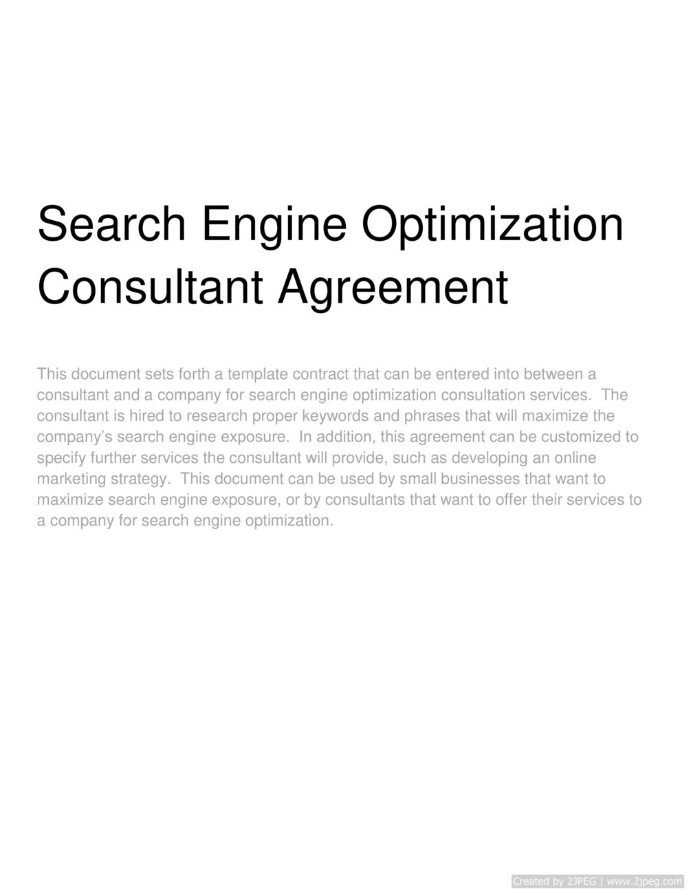 Search Engine Optimization Consultant Agreement