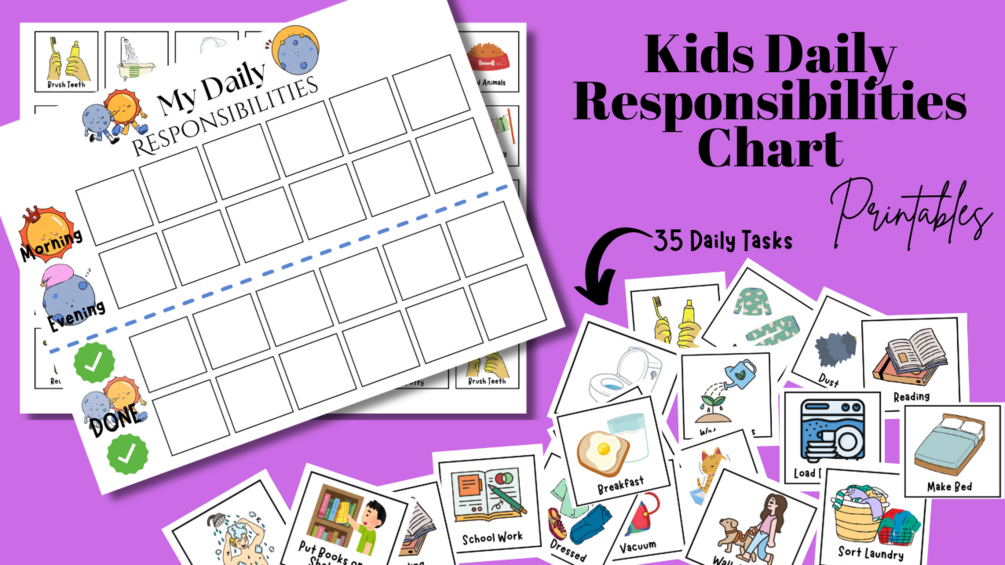 Kids Daily Responsibilities Chart, Printable Daily Routine, Chore Chart ...