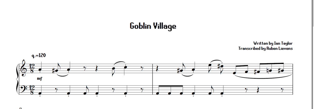 Runescape - Goblin Village - Piano sheet music