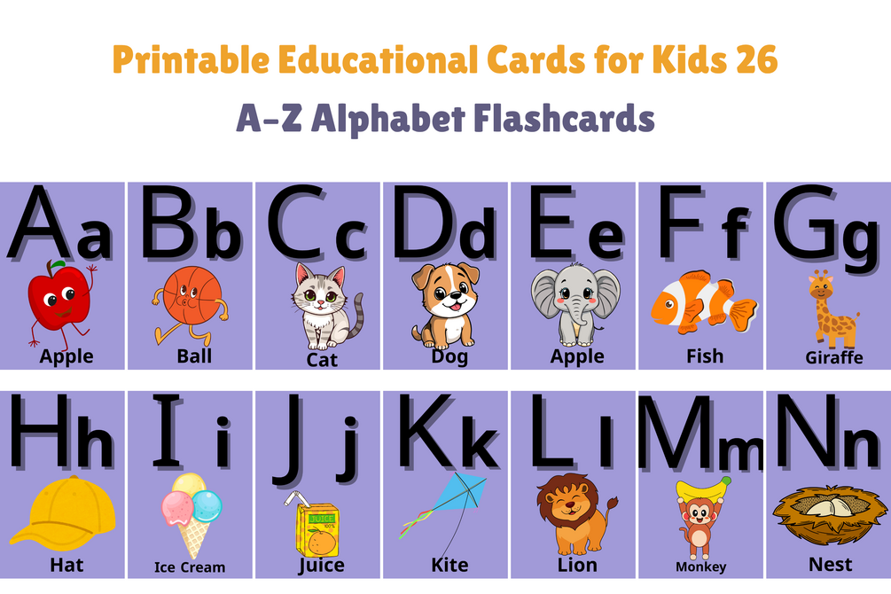 A–Z Alphabet Flashcards – Fun & Educational Printable for Kids