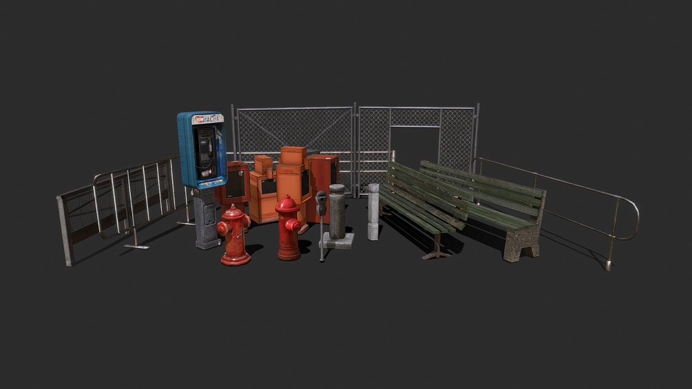 (FREE PRODUCT) Realistic Urban Props Pack Low Poly 3D Model