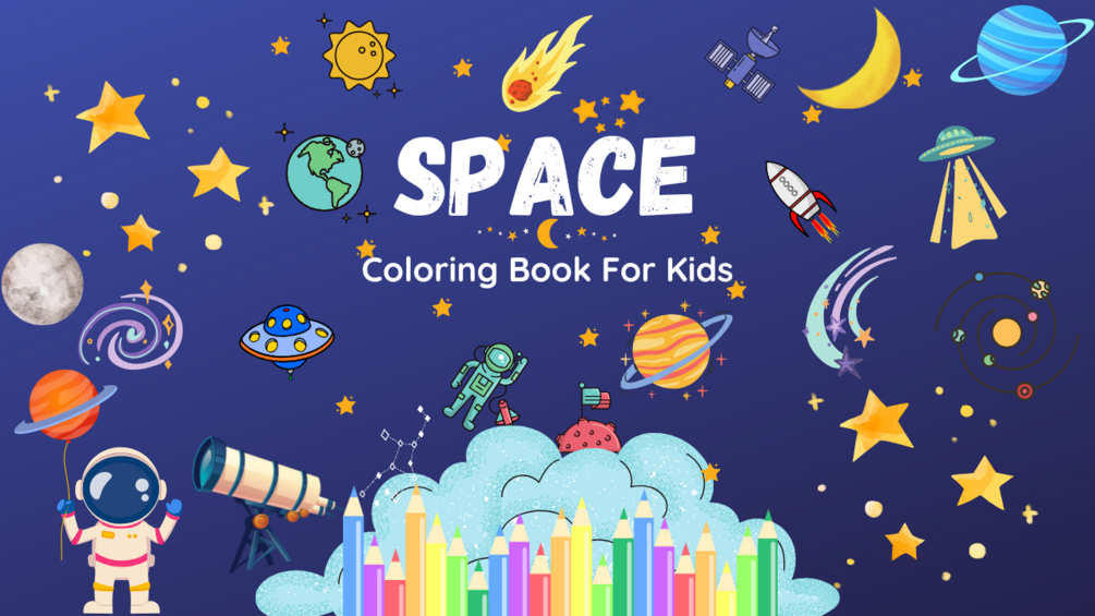 Space Digital Coloring Book For Kids: Printable PDF Pages