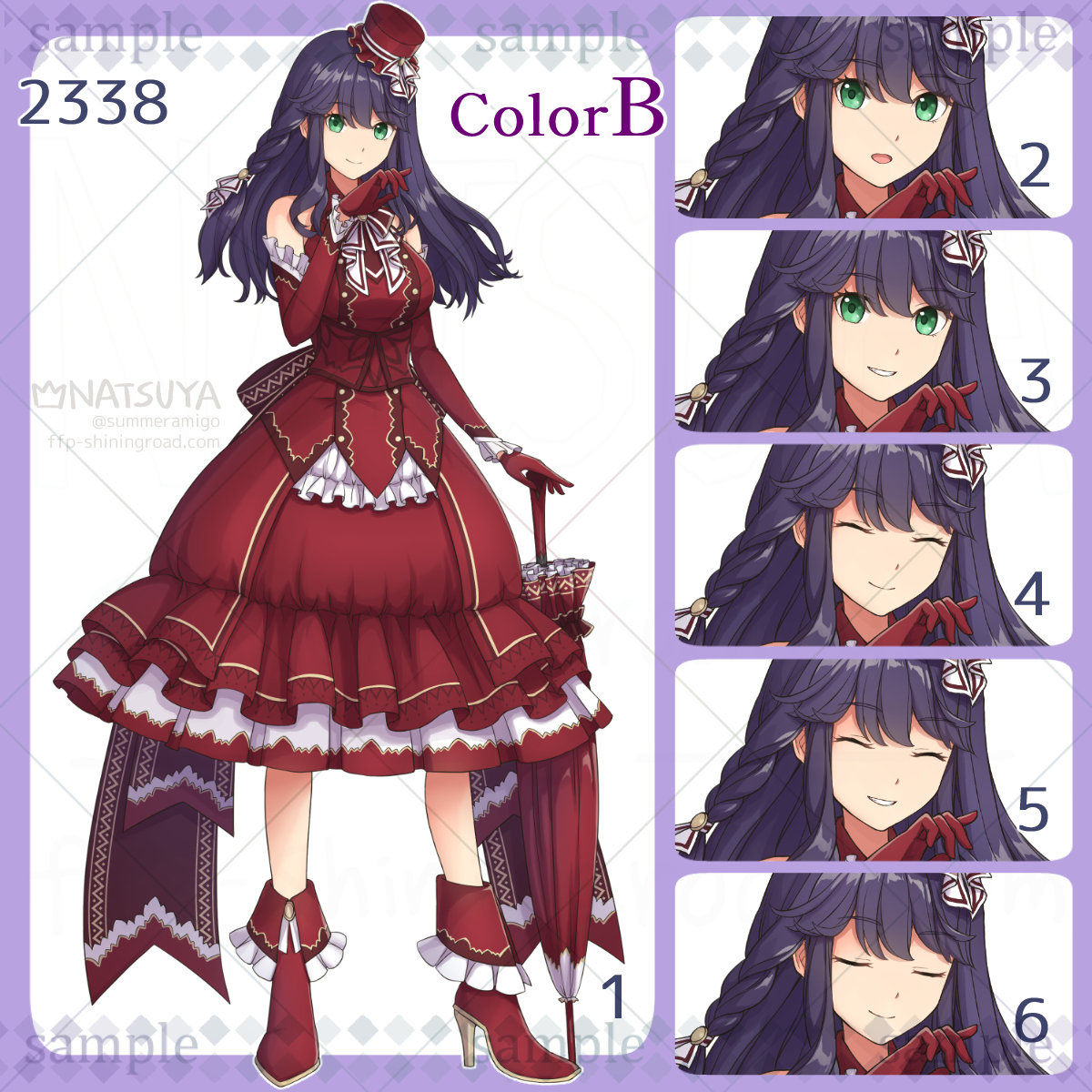Anime Character Art Pack: 2338-colorA/B - 6 Expressions | Image: Woman ...