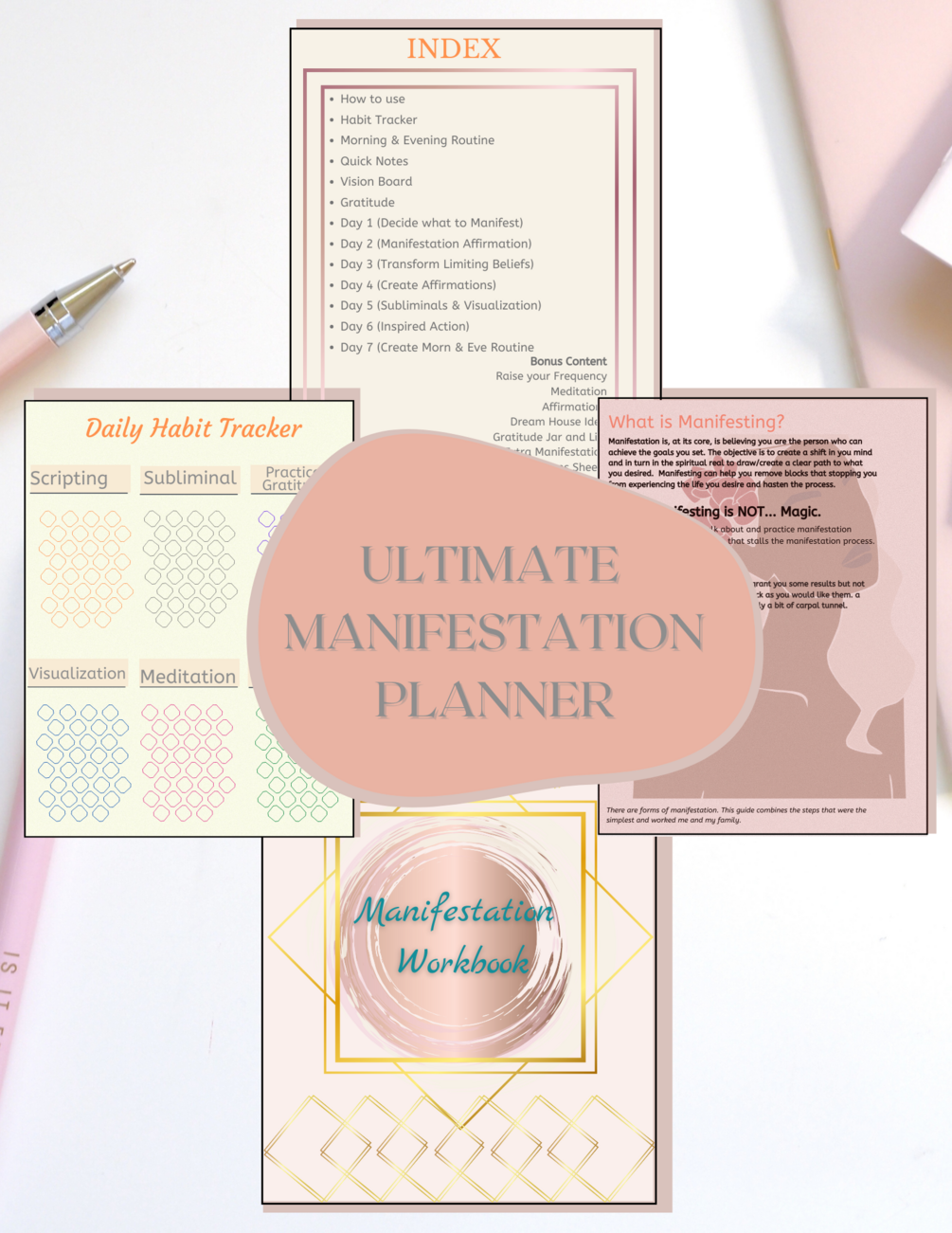 MANIFESTATION WORKBOOK/Guide Digital, Downloadable, INTERACTIVE
