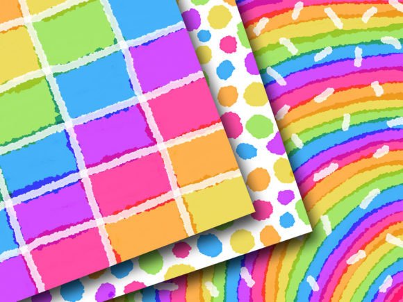 Bright Rainbow Digital Paper Collection 10 different Bright Rainbow ...