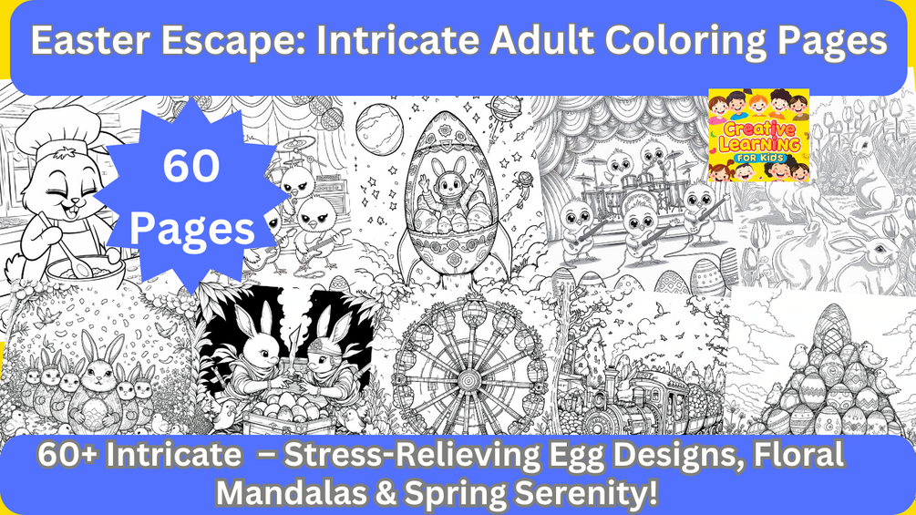 Easter Escape: Adult Coloring Pages, 60 Intricate Printable– Stress ...