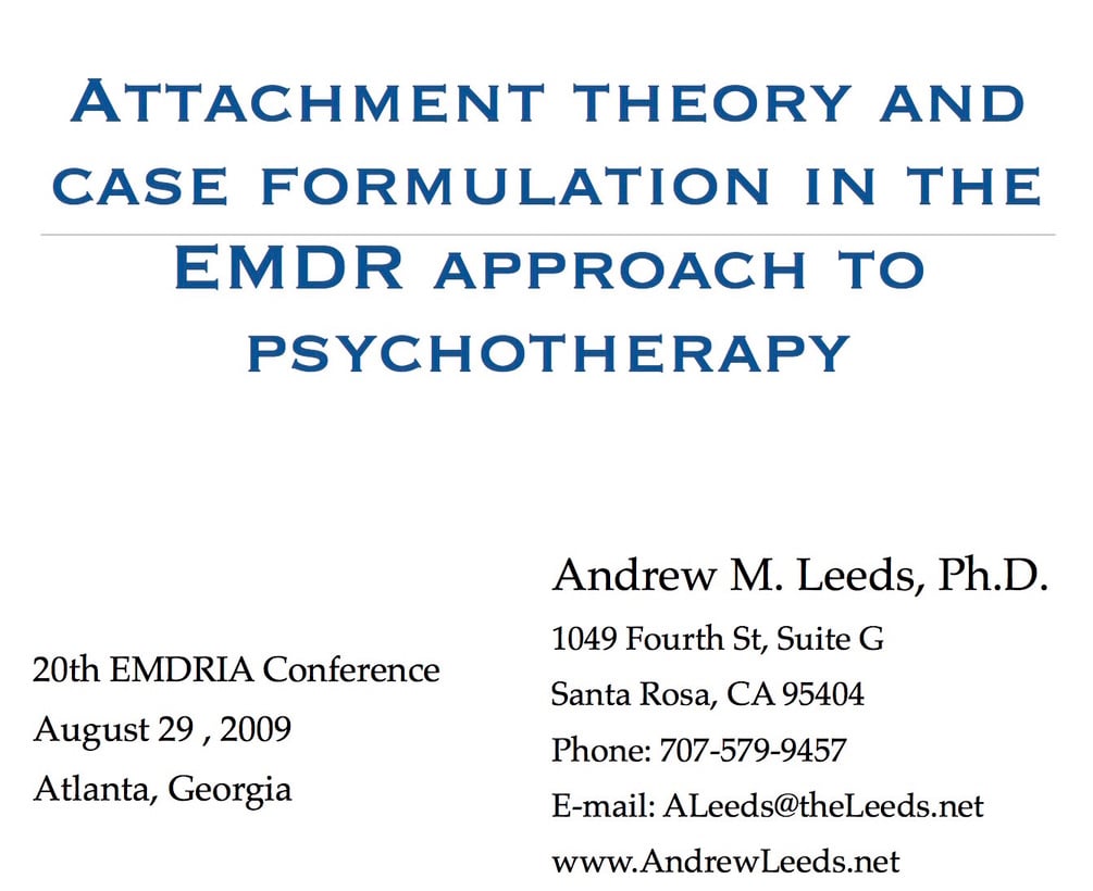 Handout: AIP, Attachment Theory and EMDR Case Conceptualization